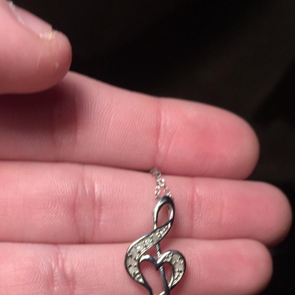 Diamond Treble Clef Heart Necklace - Gem